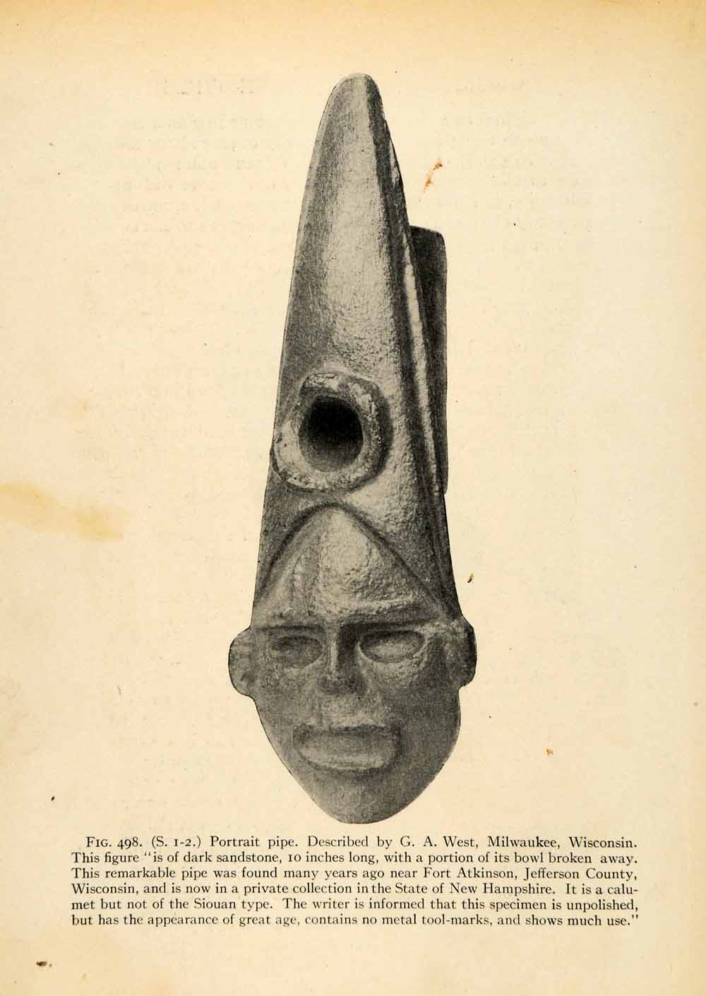 1910 Print Portrait Pipe Milwaukee Wisconsin Native American Indian XG ...