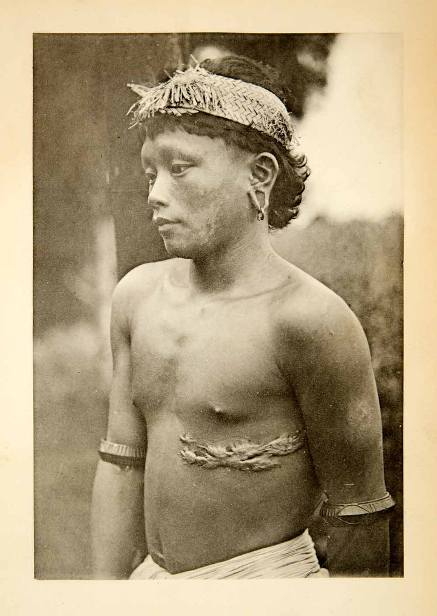 1902 Photogravure Kayan Tribe Child Gum Toh Ghosts Clutch Scar Evil XG ...