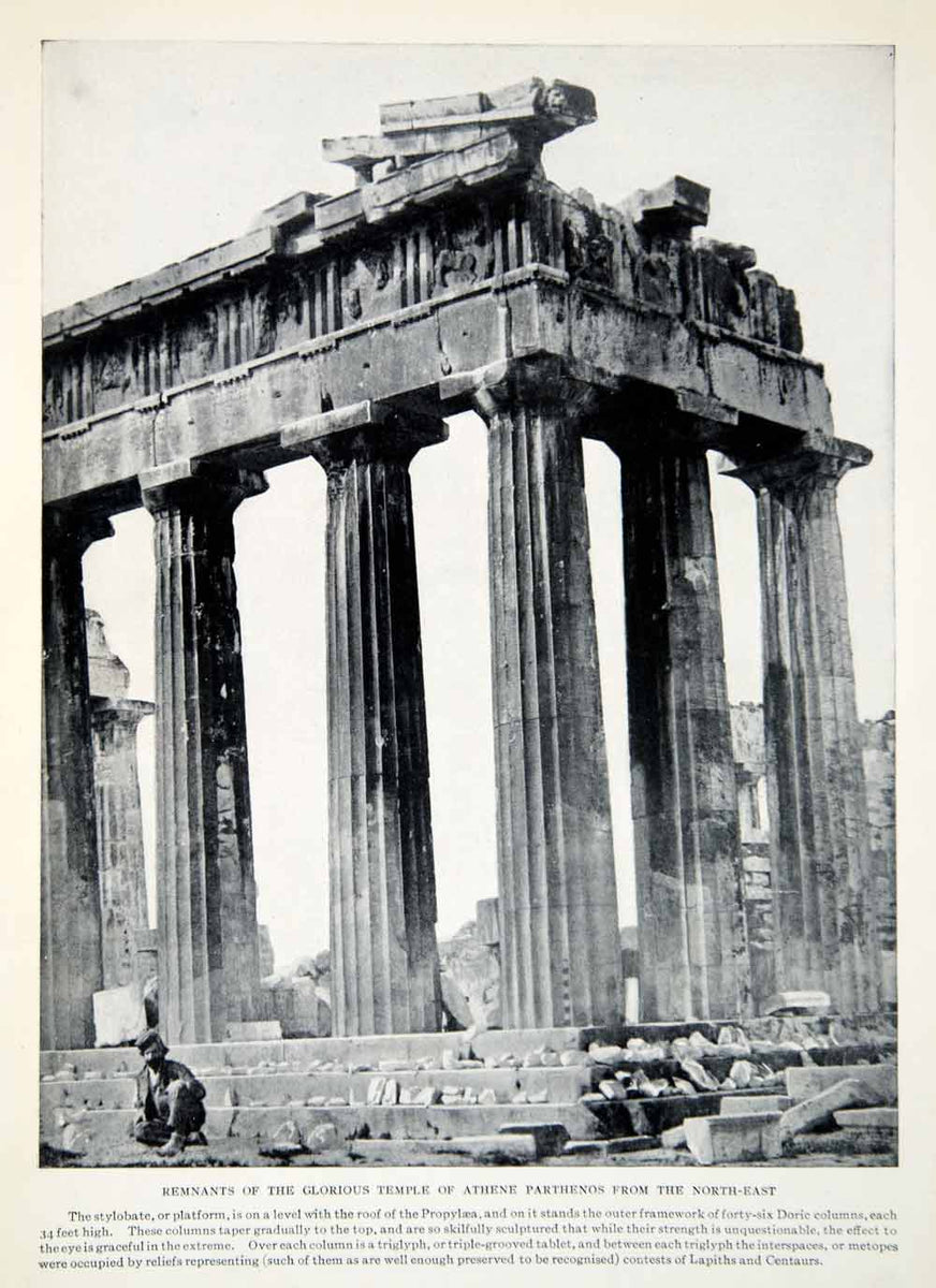 1924 Print Temple Athene Parthenos Stylobate Platform Proplaea Doric X ...
