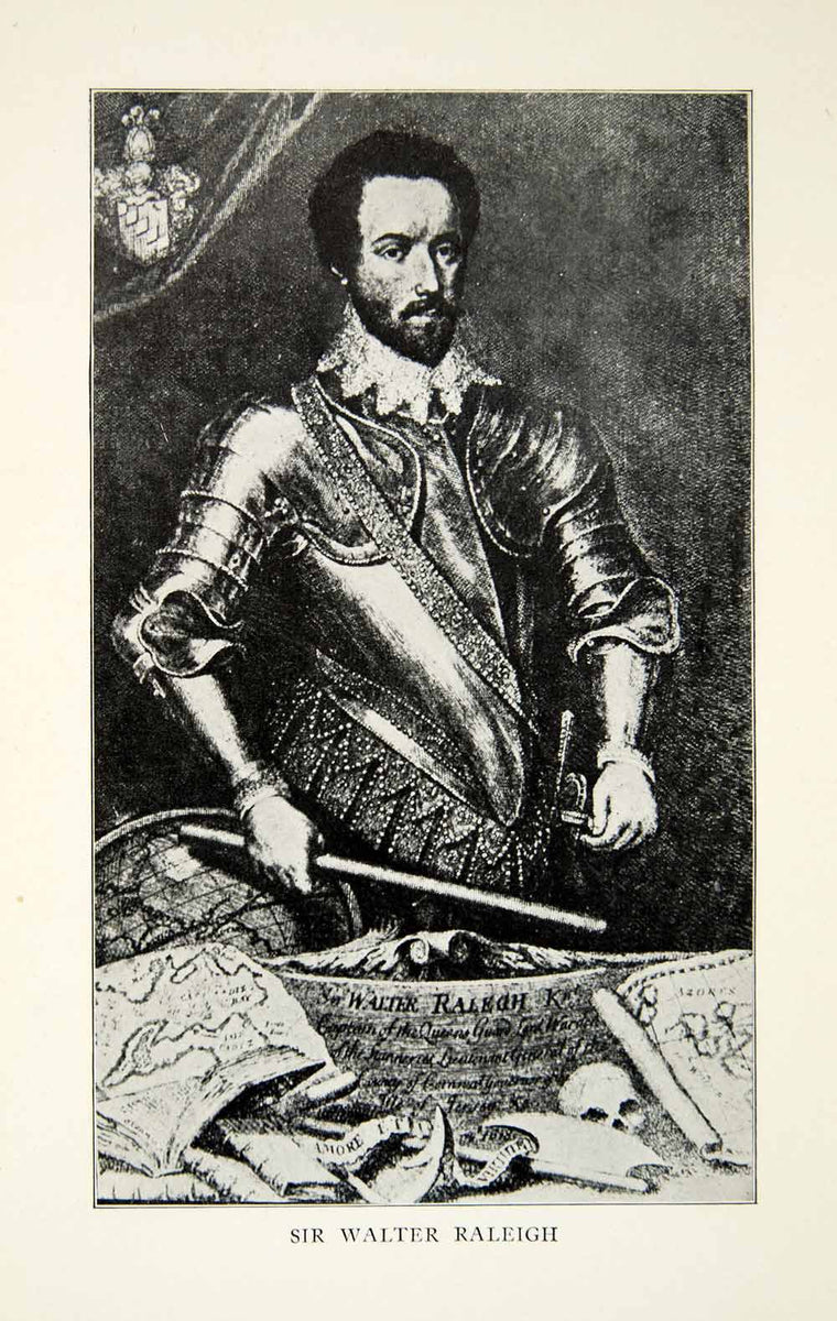 1930 Print Portrait Sir Walter Raleigh English Explorer Armor Treasure ...