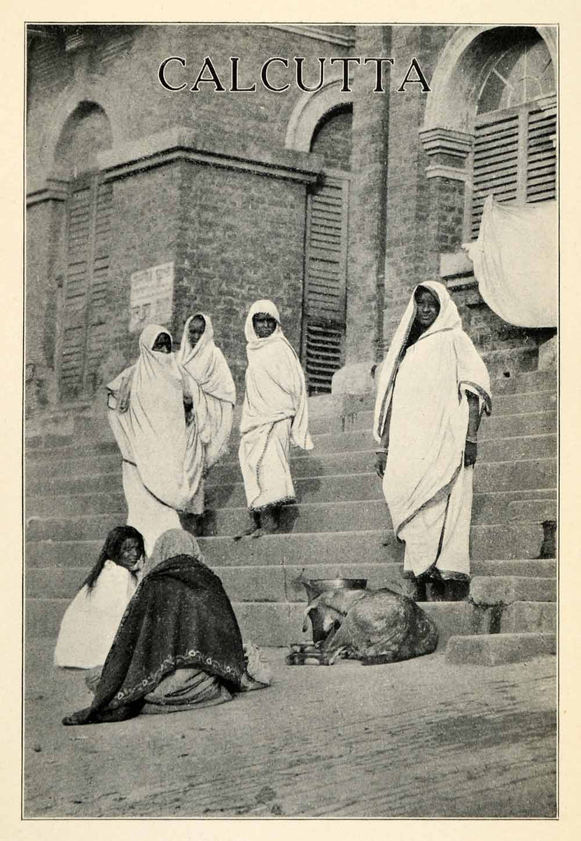 1912 Print Calcutta Women Ethnic Traditional Costume Sari Clothing Ind ...