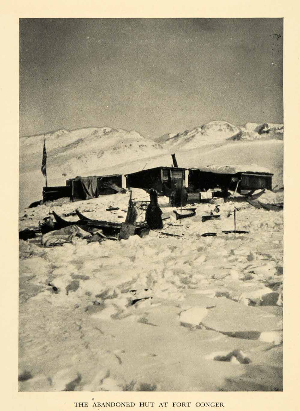 1936 Print Hut Fort Conger Dwelling Glacier Ice Snow Fort Conger Nunav ...