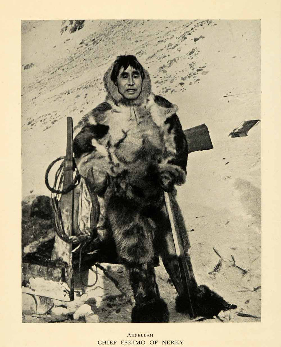 1936 Print Chief Eskimo Nerky Costume Indigenous People Mountain Glaci ...