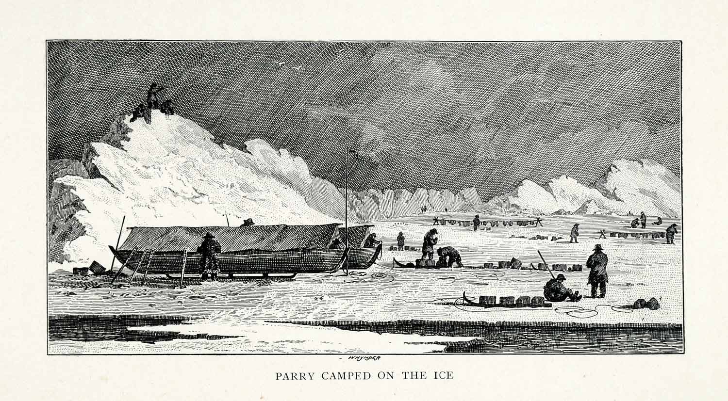 1907 Wood Engraving William Edward Parry Admiral Arctic Explorer Campi ...