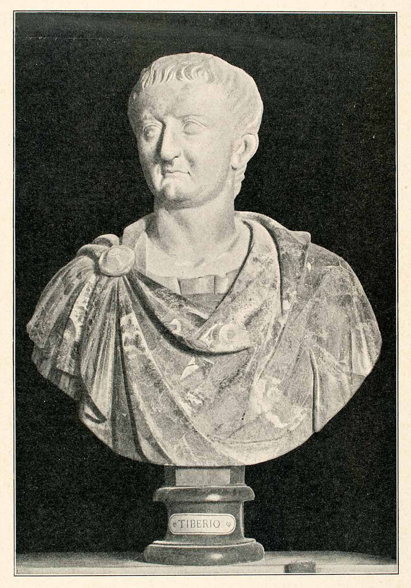 1900 Print Old Tiberius Bust Roman Emperor Rome General Portrait Head ...