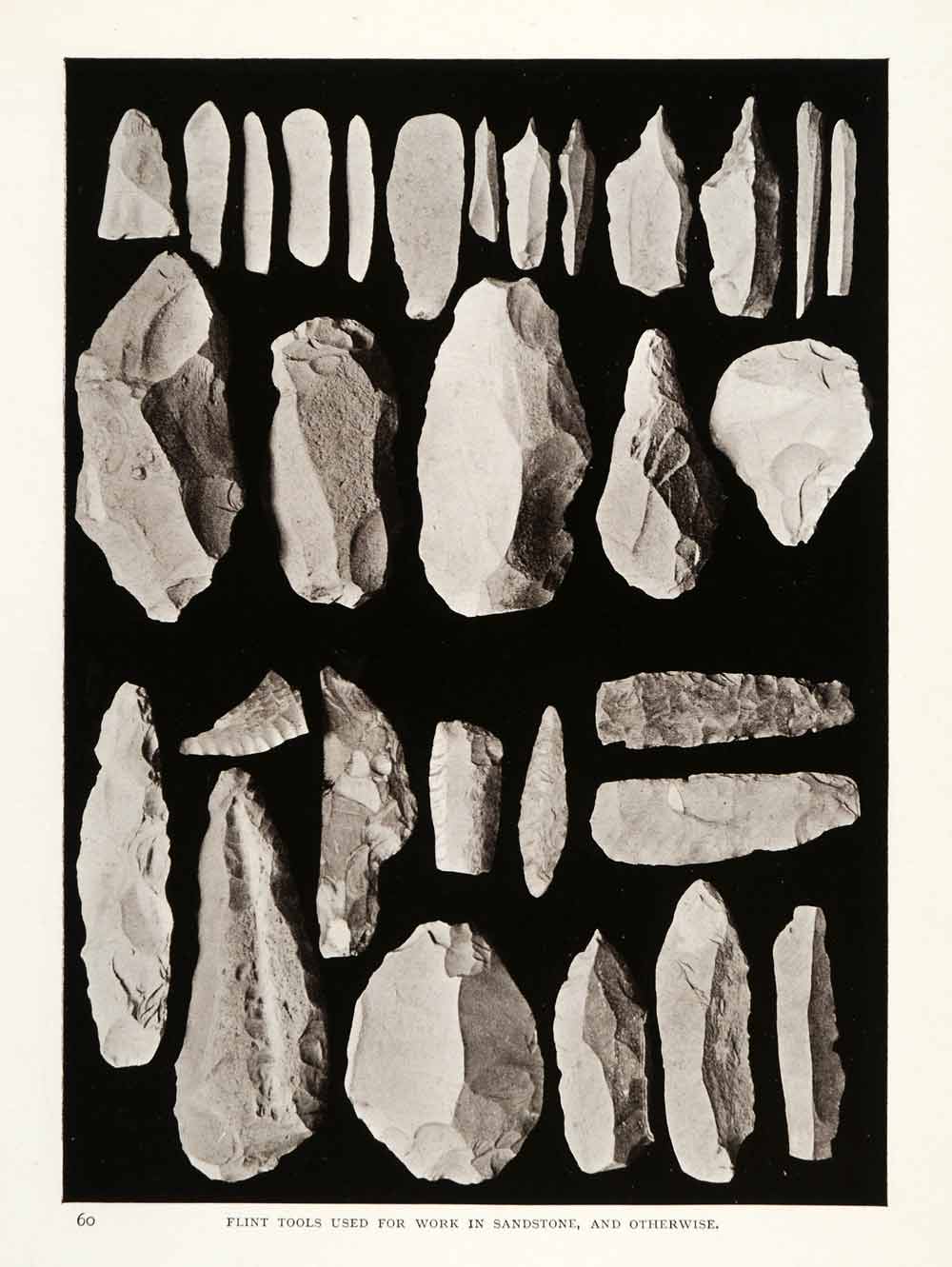 1906 Print Flint Tools Sandstone Archeology Sinai Egypt Mines Turquois ...