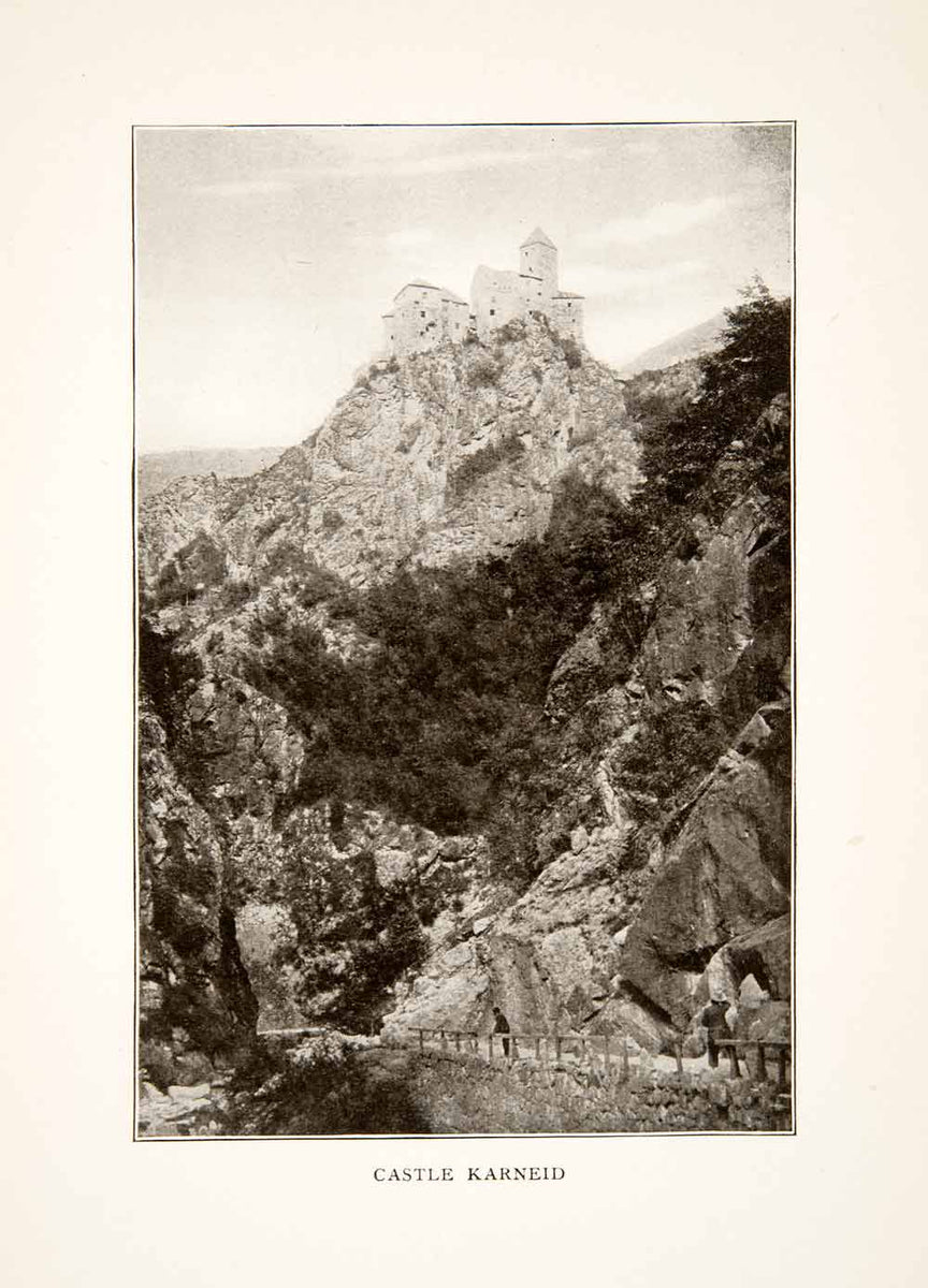 1905 Print Castle Karneid South Tyrol Italy Landscape Mountain Rock XG ...