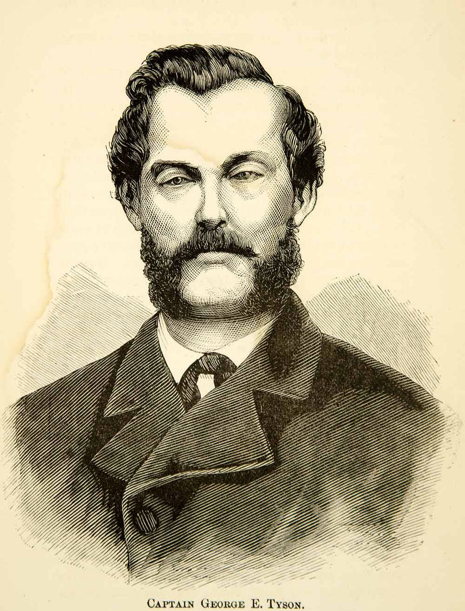 1873 Wood Engraving Captain George Tyson Navigator North Pole Expediti ...
