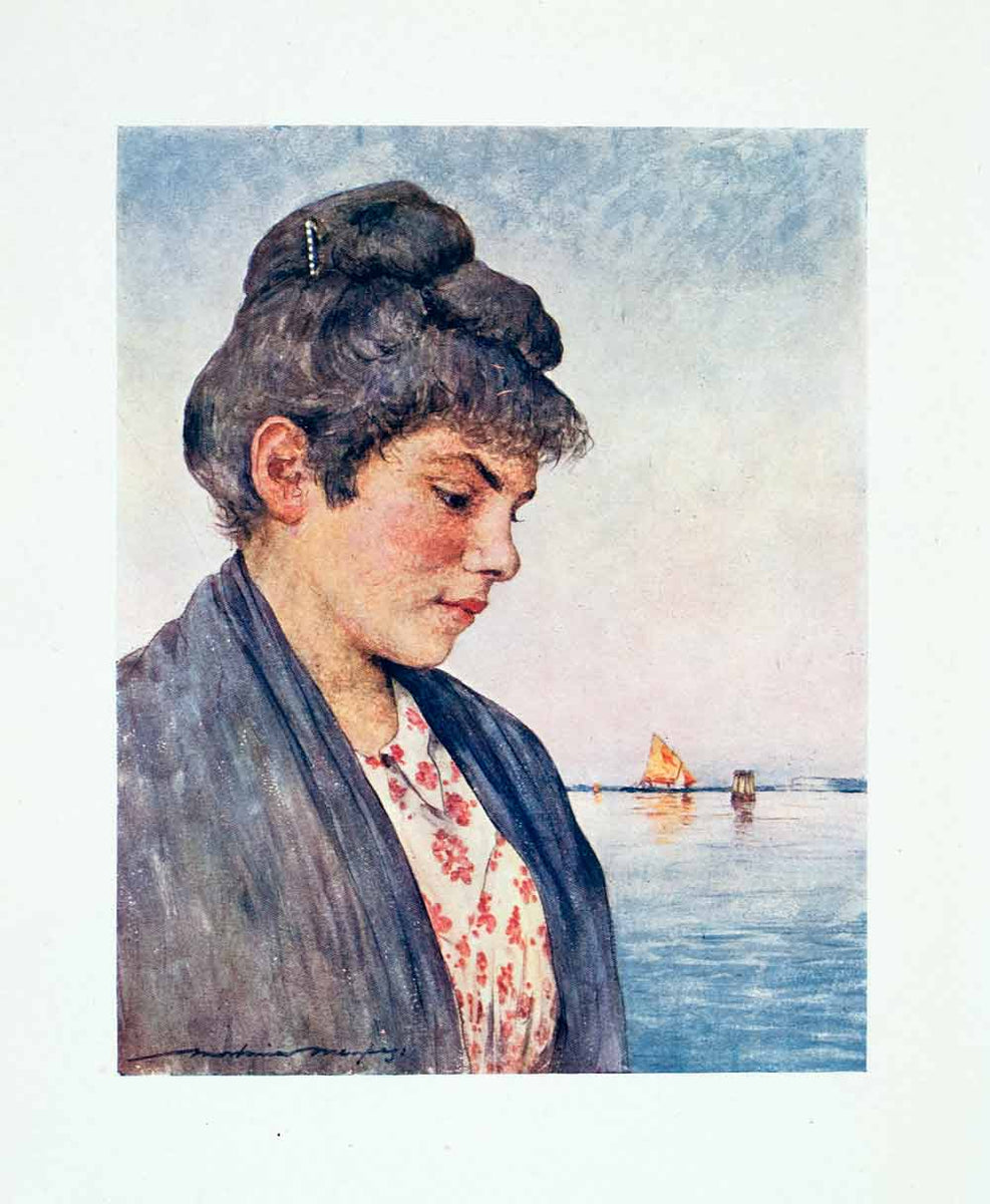 1912 Color Print Portrait Francesca Venice Italy Mortimer Menpes Costu ...