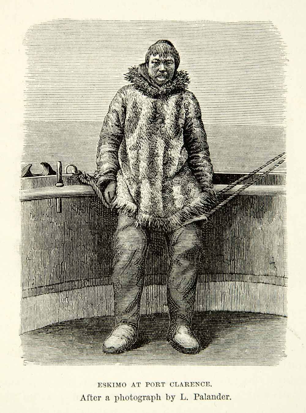 1882 Wood Engraving Art Portrait Eskimo Inuit Native American Port XGY ...