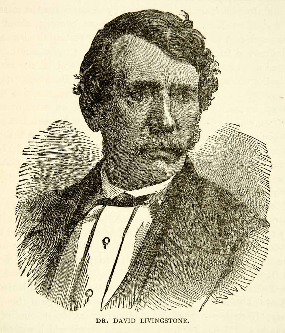1884 Wood Engraving David Livingstone Portrait African Explorer Famous ...