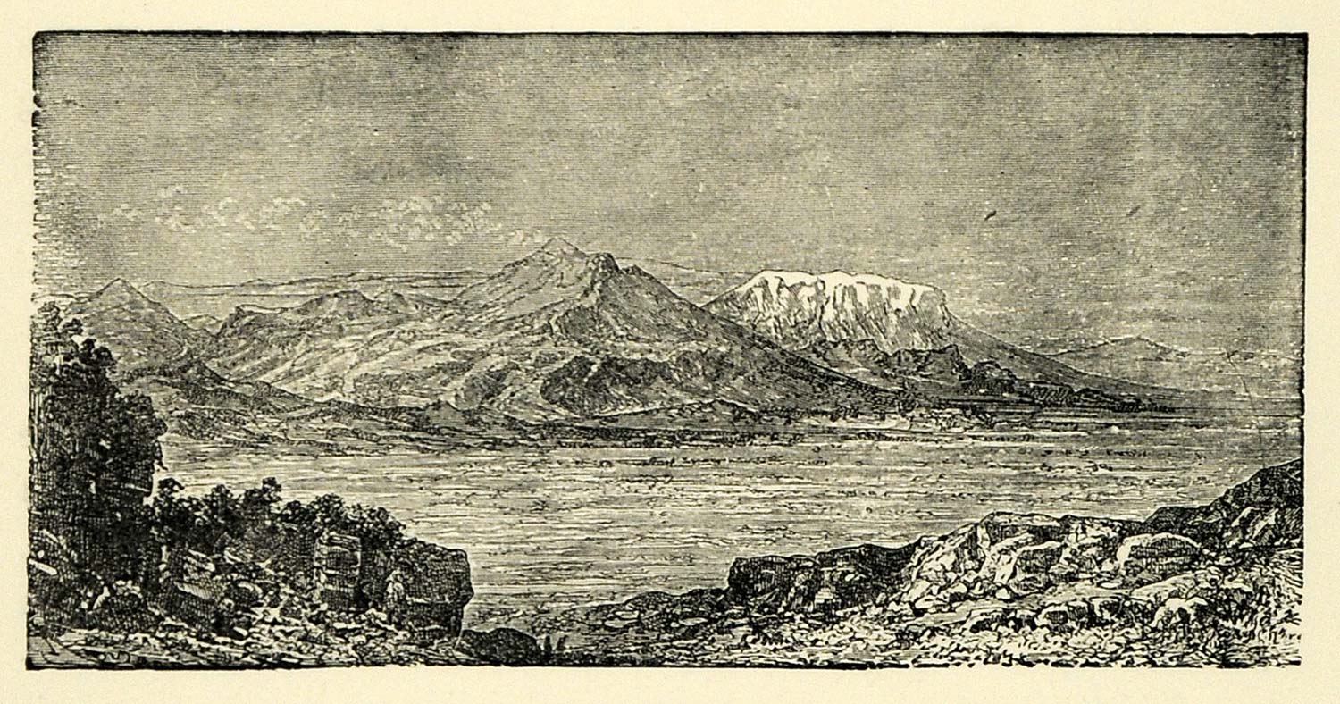1890 Wood Engraving Boiotia Boeotia Greece Landscape Helikon Mount XHA ...
