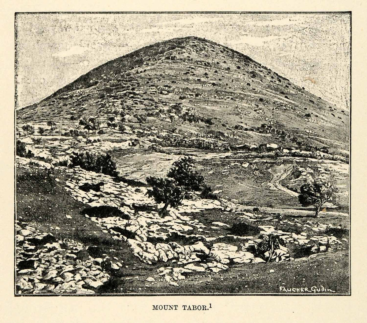 1903 Print Mount Tabor Jezreel Valley Israel Hebrew Biblical Monadnock ...