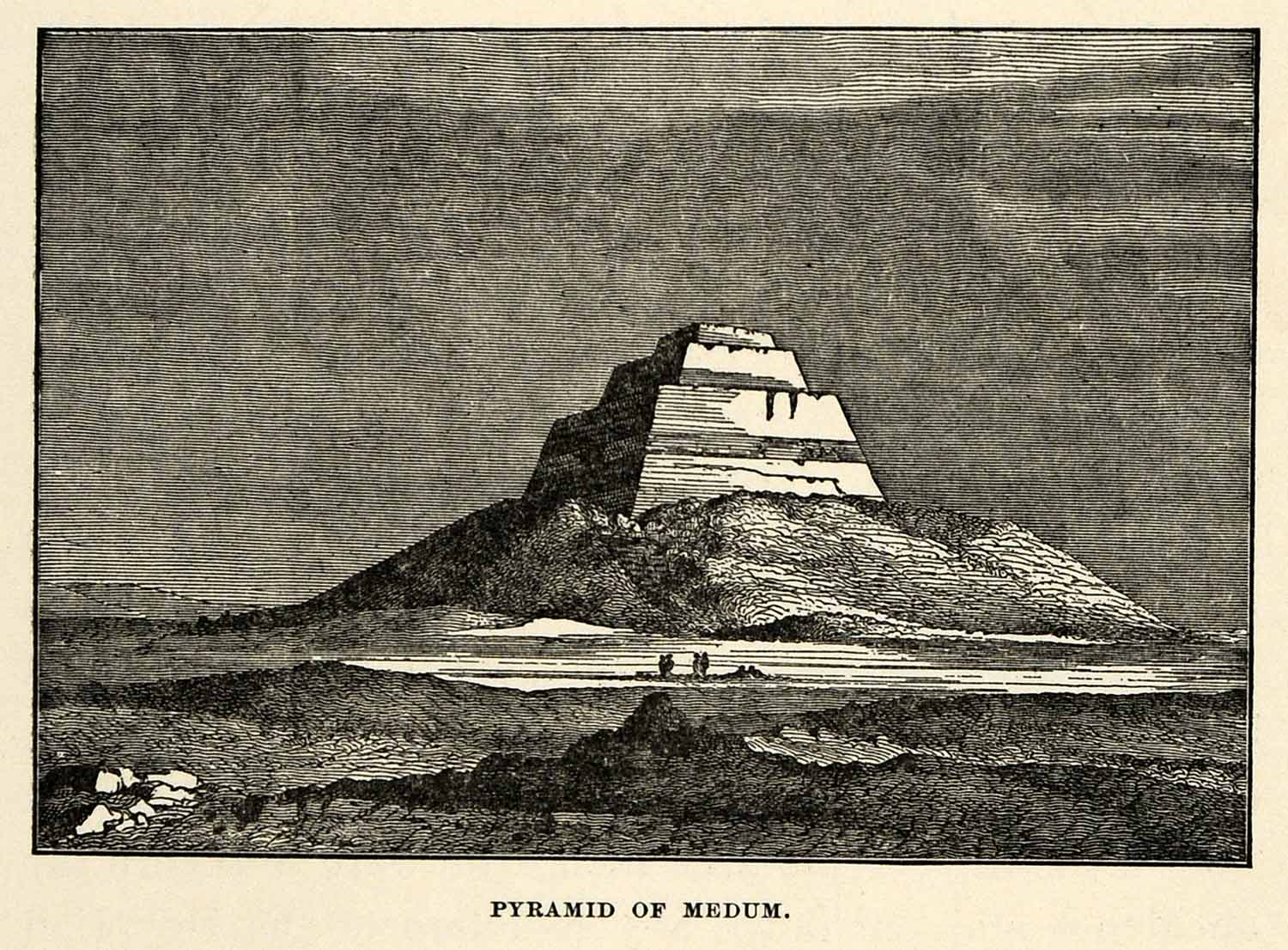 1904 Print Pyramid Medum Meidum Step Fake Sneferu Egypt Limestone Dese ...
