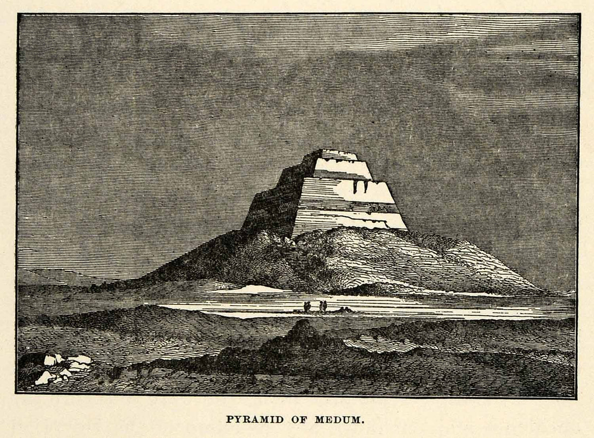 1904 Print Pyramid Medum Meidum Step Fake Sneferu Egypt Limestone Dese ...