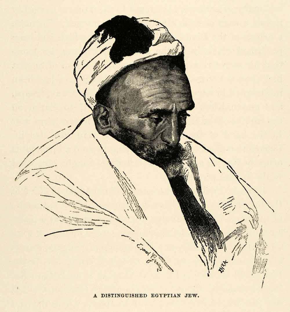1904 Print Egypt Jew Portrait Costume Judaism Turban Ethnic Mustache H ...