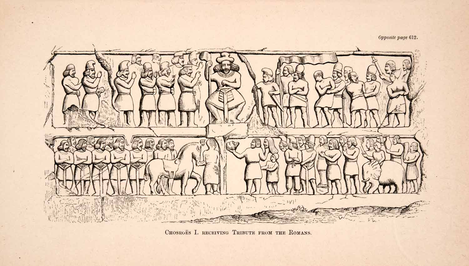 1876 Stone Lithograph Khosrau I Chosroes Anushirvan Anushirwan Philoso ...