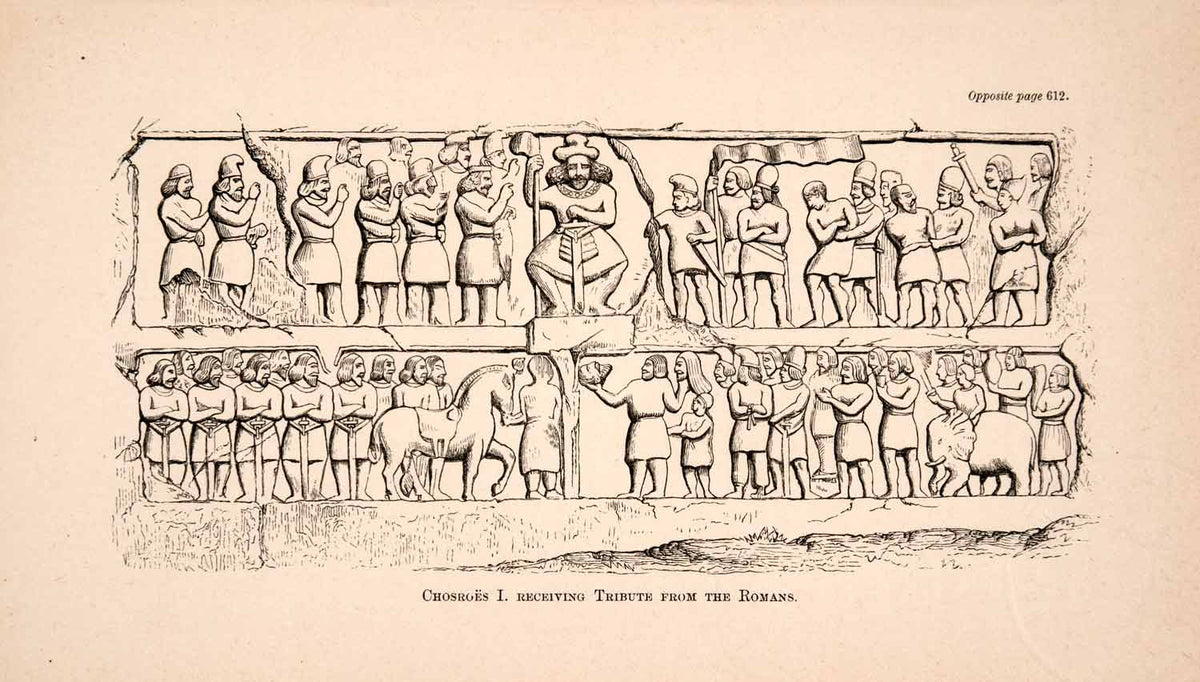 1876 Stone Lithograph Khosrau I Chosroes Anushirvan Anushirwan Philoso ...