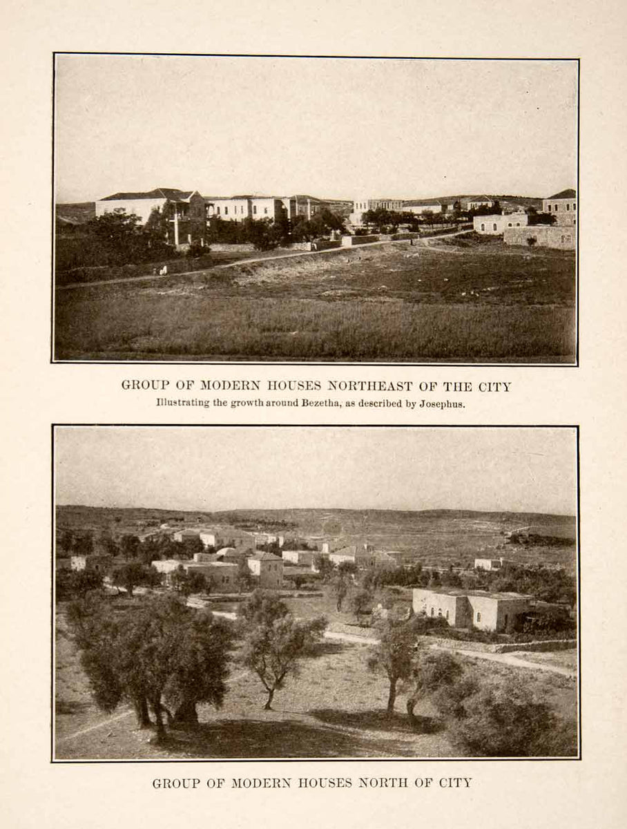 1908 Print Bezetha Jerusalem Israel Housing Development Desert Middle ...