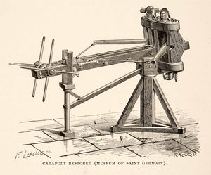 1890 Print Restored Ancient Catapult Weapons Weaponry Archaeology Arti ...
