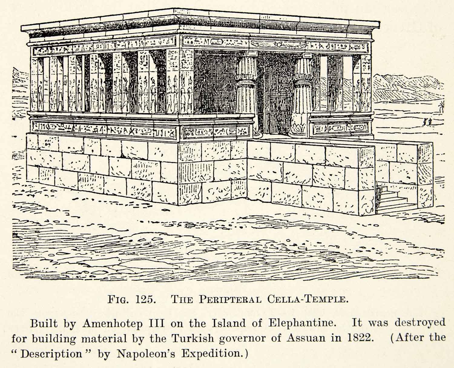 1909 Print Peripteral Cella-Temple Amenhotep III Elephantine Architect ...