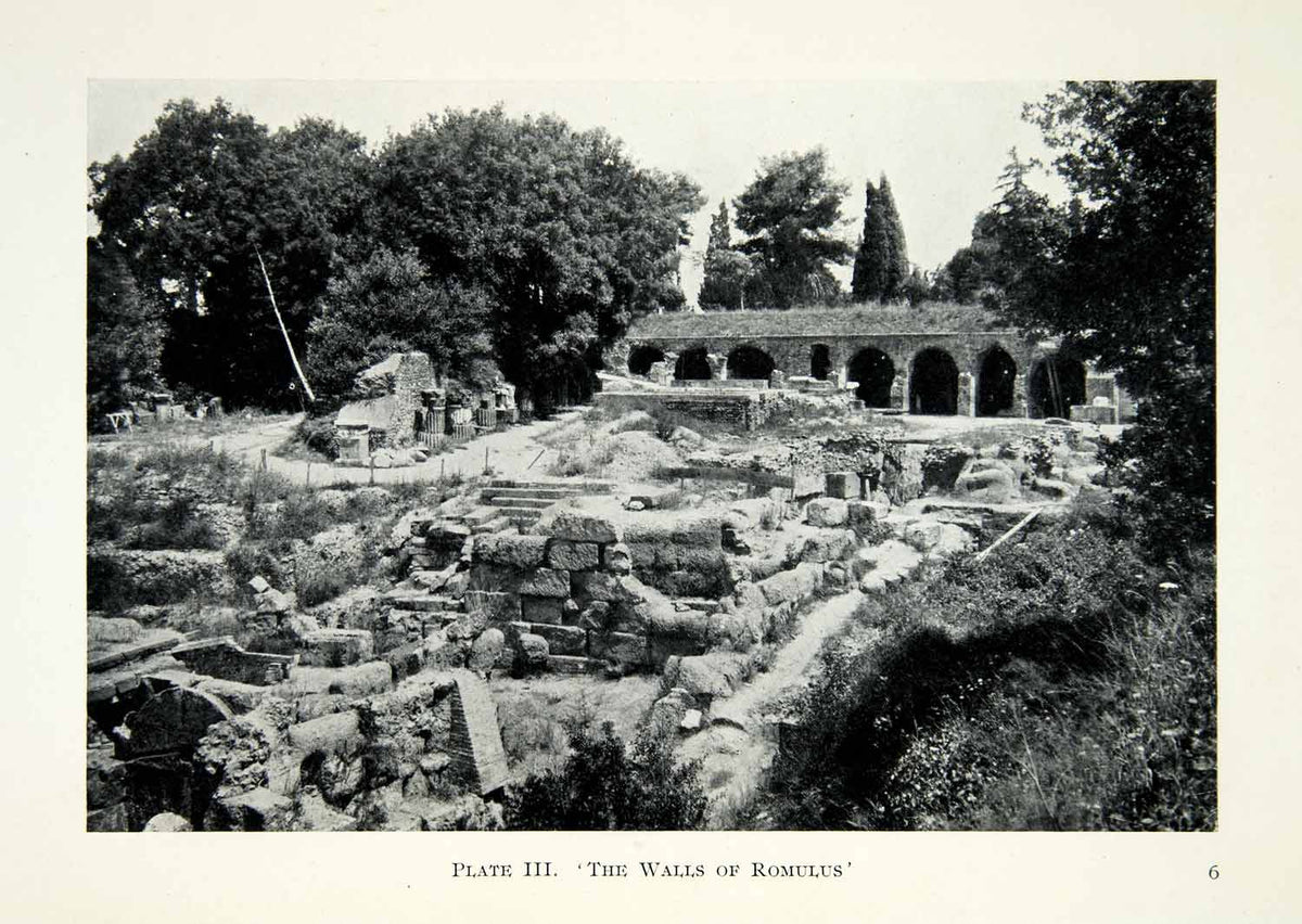 1914 Print Murus Romuli Walls Romulus Palatine Hill Rome Roman Caelian ...