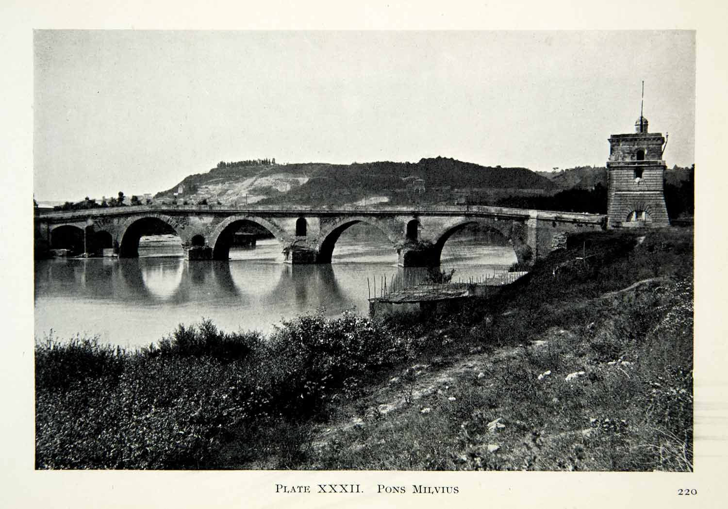1914 Print Pons Milvius Milvian Padlock Bridge Ponte Rome Italy Tiber ...