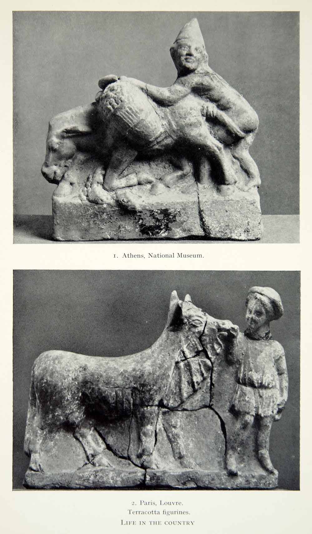 1941 Print Greek Farmer Donkey Baskets Artifact Archaeological Figurin ...