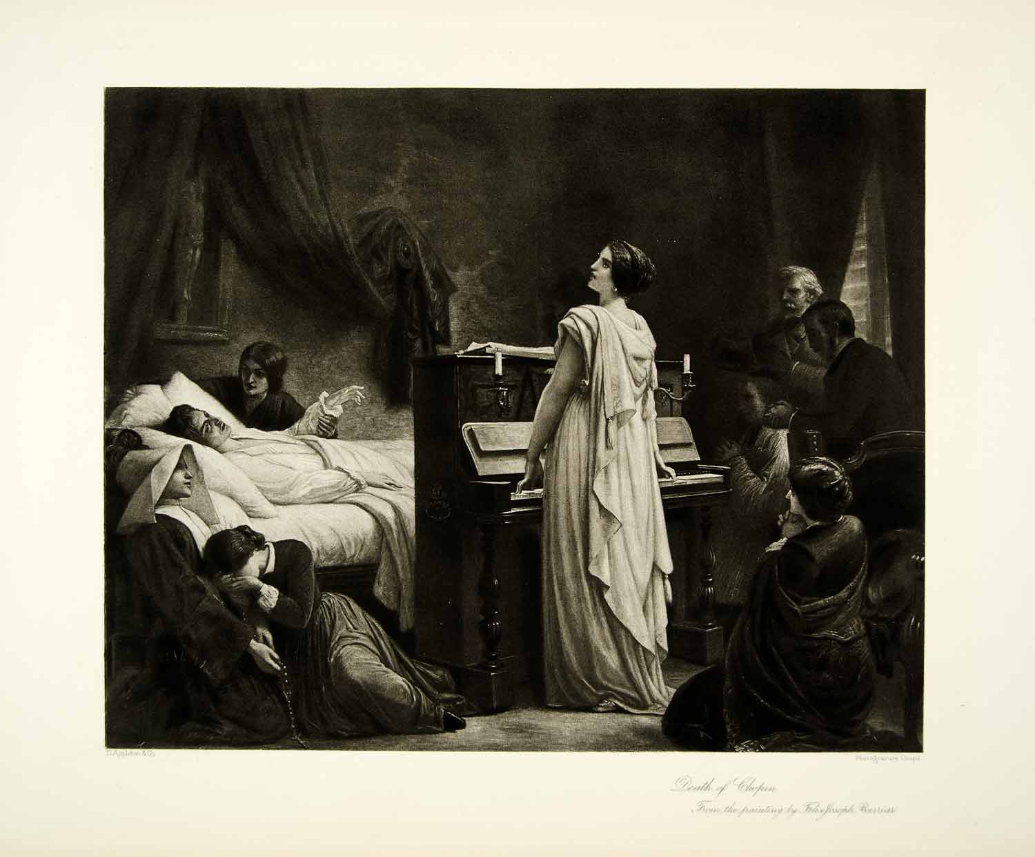 1895 Photogravure Felix Joseph Barrias Death of Chopin Composer Deathb ...