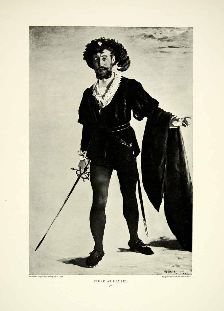 1895 Print Edouard Manet Art Faure As Hamlet Theatre Shakespeare Actor ...