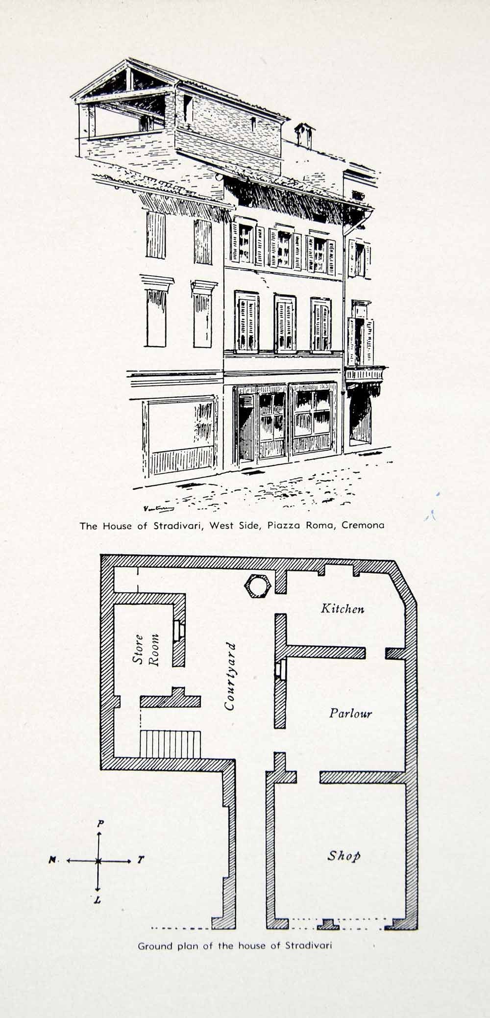 1944 Print Ground Plan Blueprint Map Antonio Stradivari Piazza Roma Cr ...