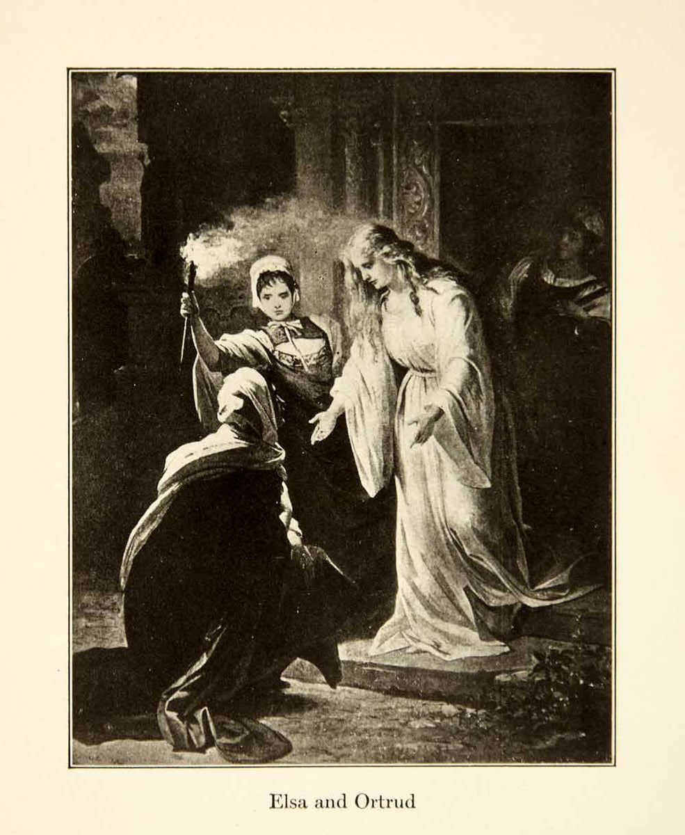 1905 Print Elsa Ortrud Lohengrin Parsifal Opera Richard Wagner Theater ...
