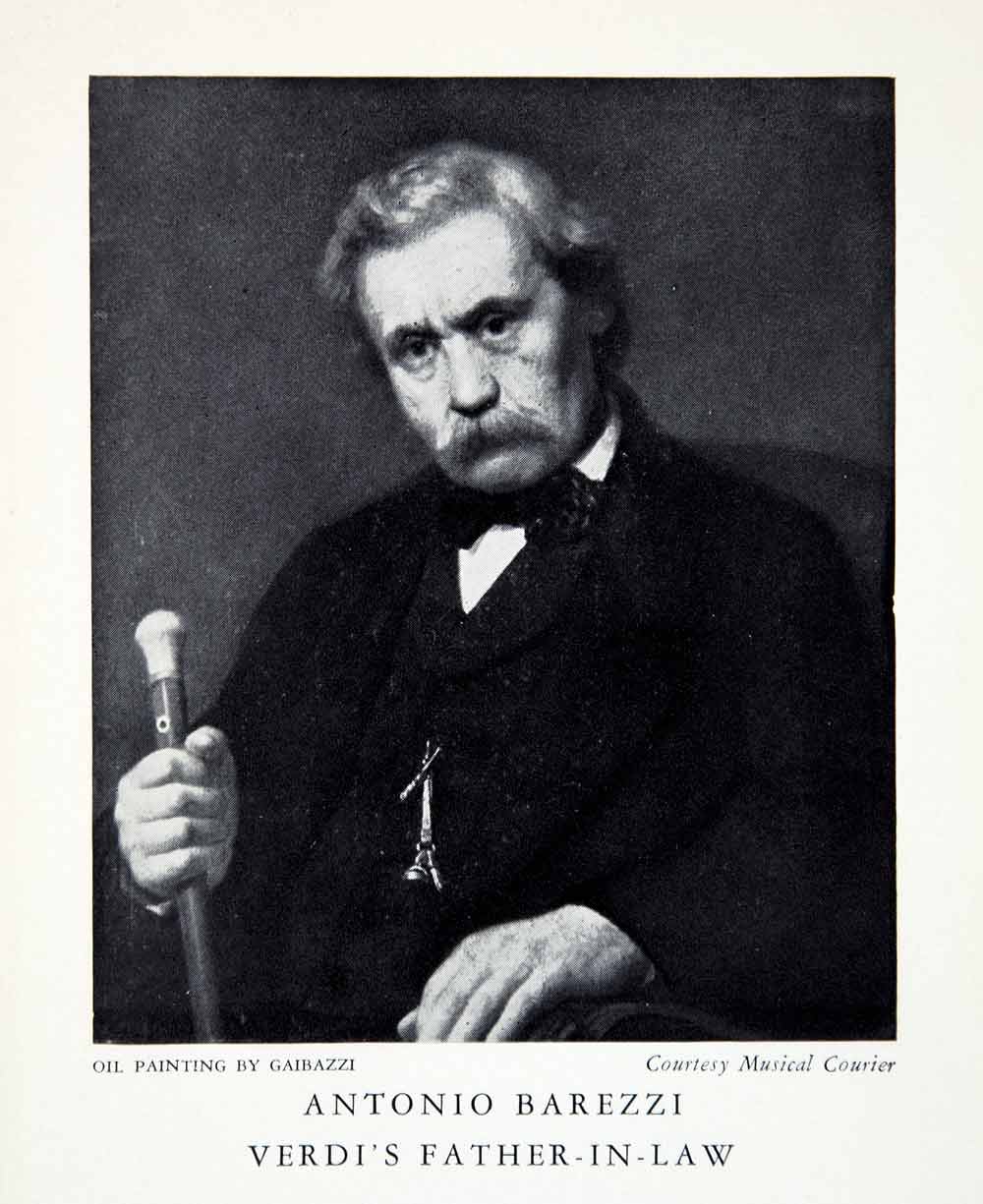 1942 Print Antonio Barezzi Verdi Father-in-Law Portrait Cane Stare Gaz ...