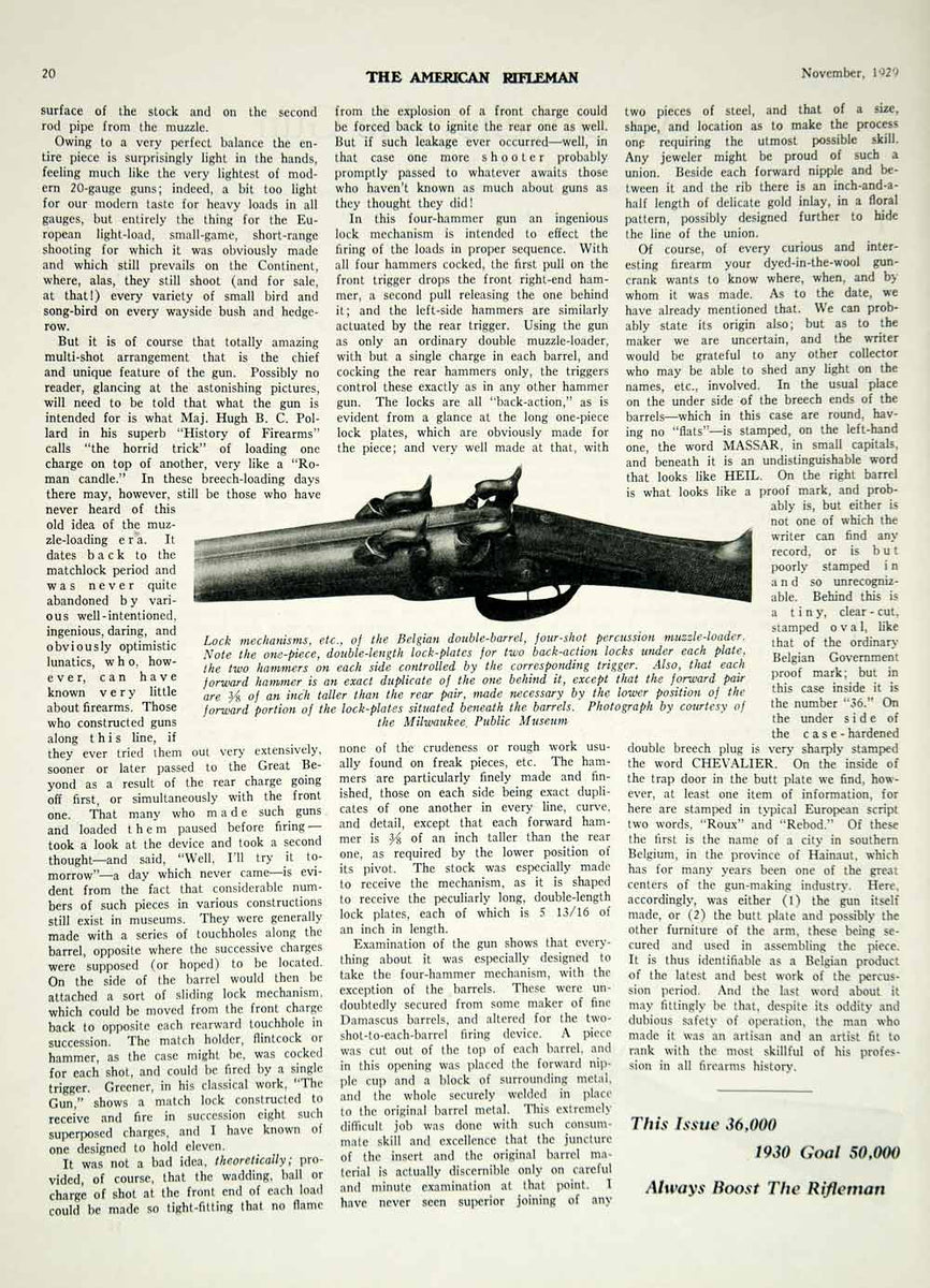 1929 Article Unbelievable Gun Paul B Jenkins Belgian Caplock Musket Fi ...
