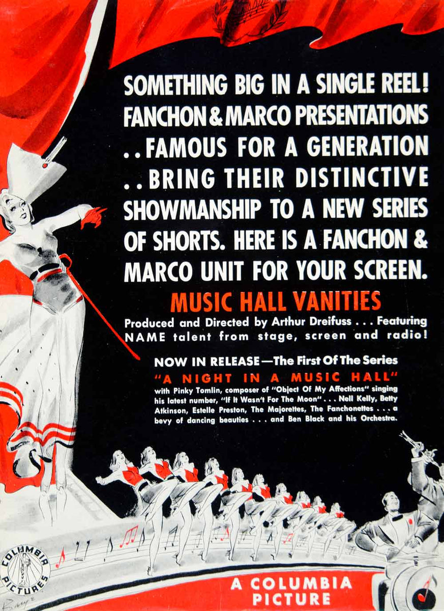 1939 Ad Movie Night in a Music Hall Pinky Tomlin Fanchon Marco Fanchon ...