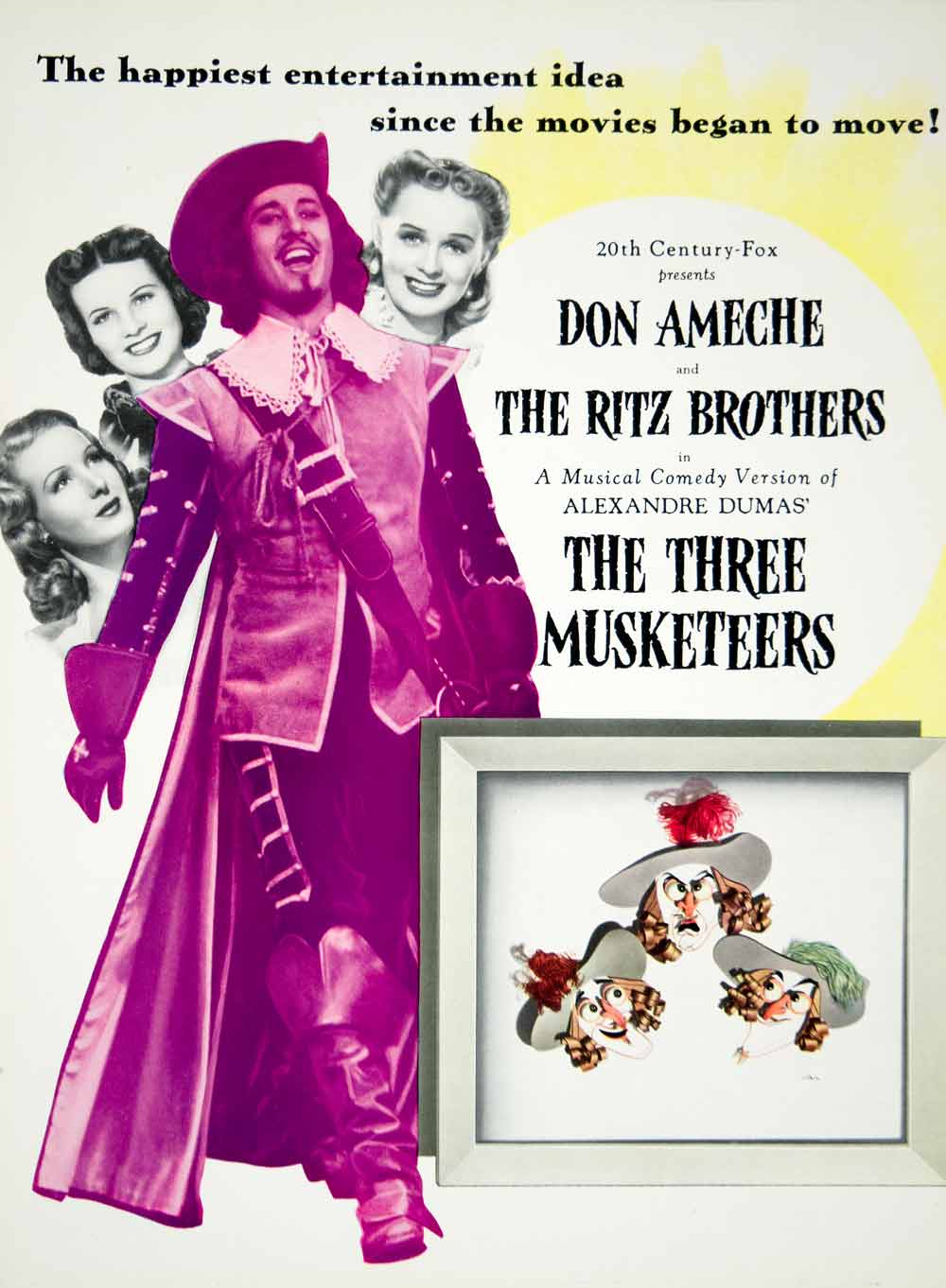 1939 Ad Film Three Musketeers Musical Comedy Allan Dwan Don Ameche Rit ...