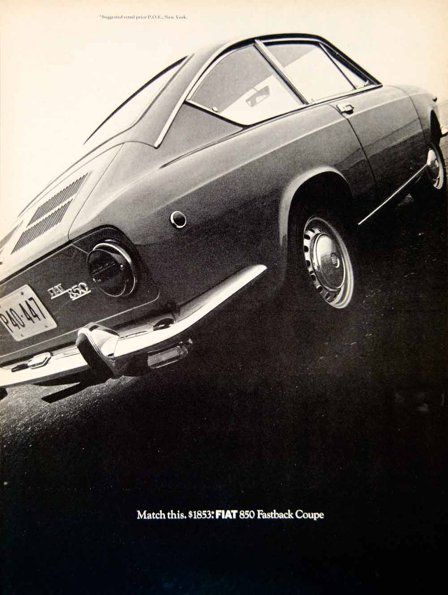 1968 Ad Fiat 850 Fastback 2 Door Coupe I4 Engine Car Import Italy Euro ...