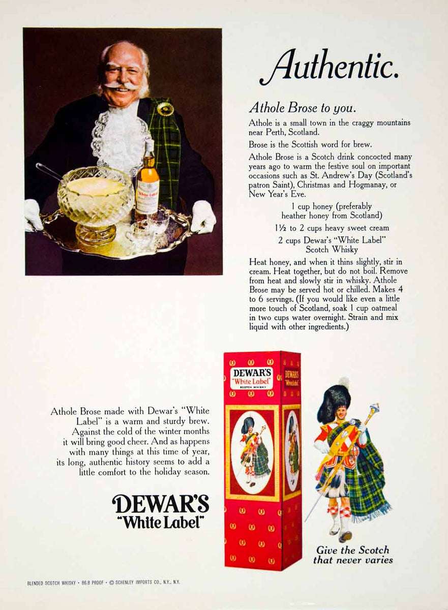 1971 Ad Dewars White Label Scotch Whisky Athole Brose Recipe Alcohol Y ...
