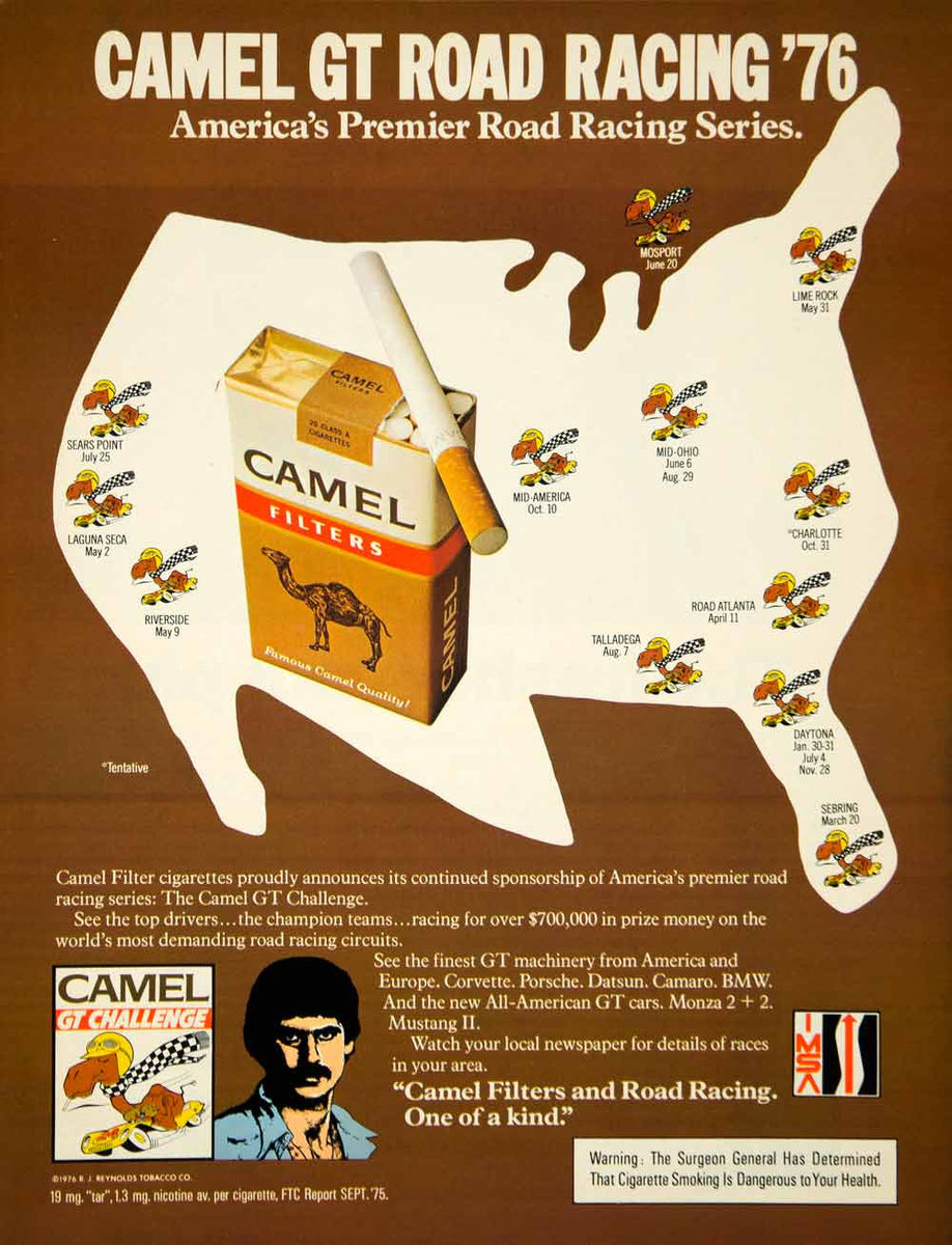 1976 Ad Camel GT Road Racing Series Filter Cigarettes United States Ma ...