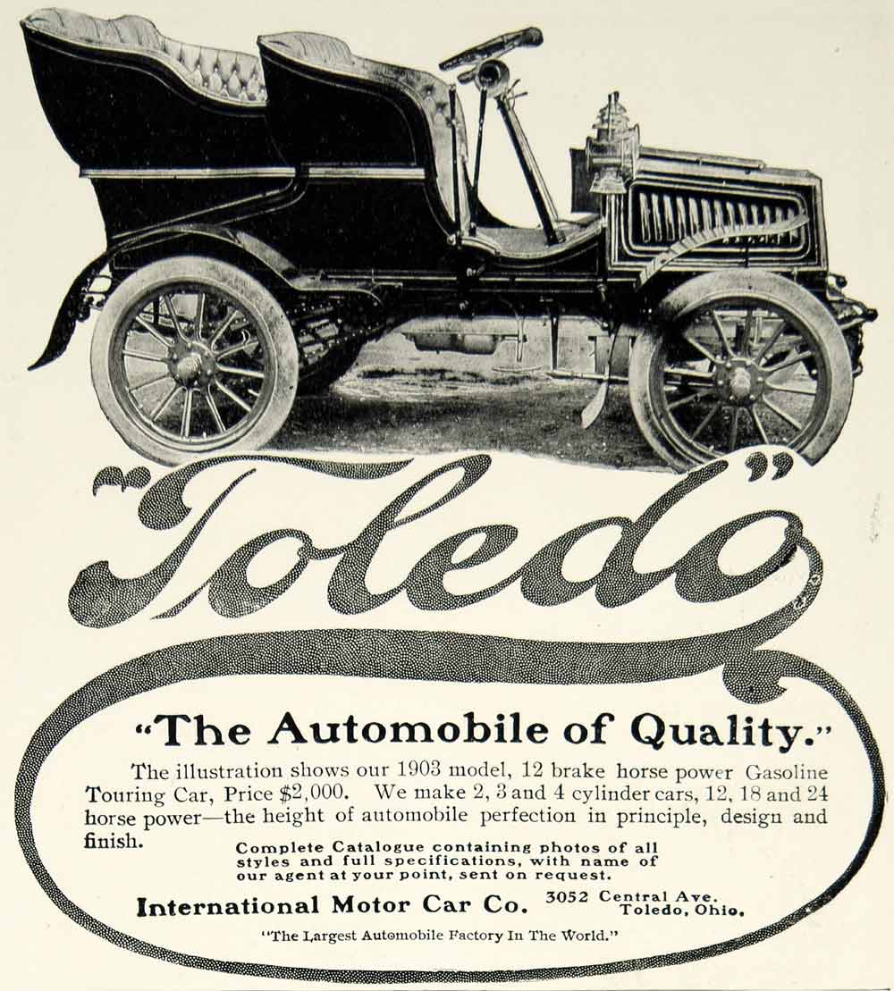 1903 Ad International Motor Car Toledo Touring Car Brass Era Automobil ...