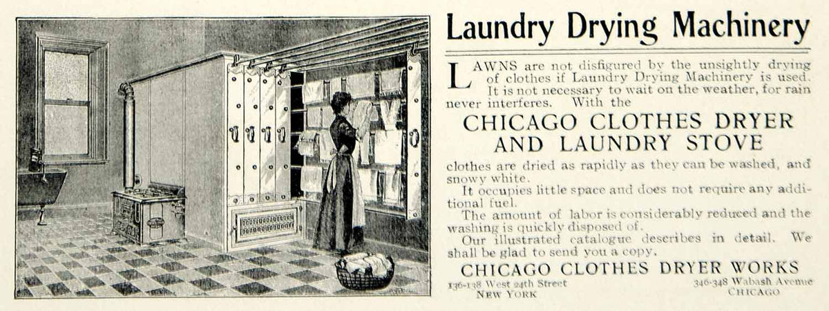 1903 Ad Chicago Clothes Dryer Laundry Household Appliance Edwardian Er ...