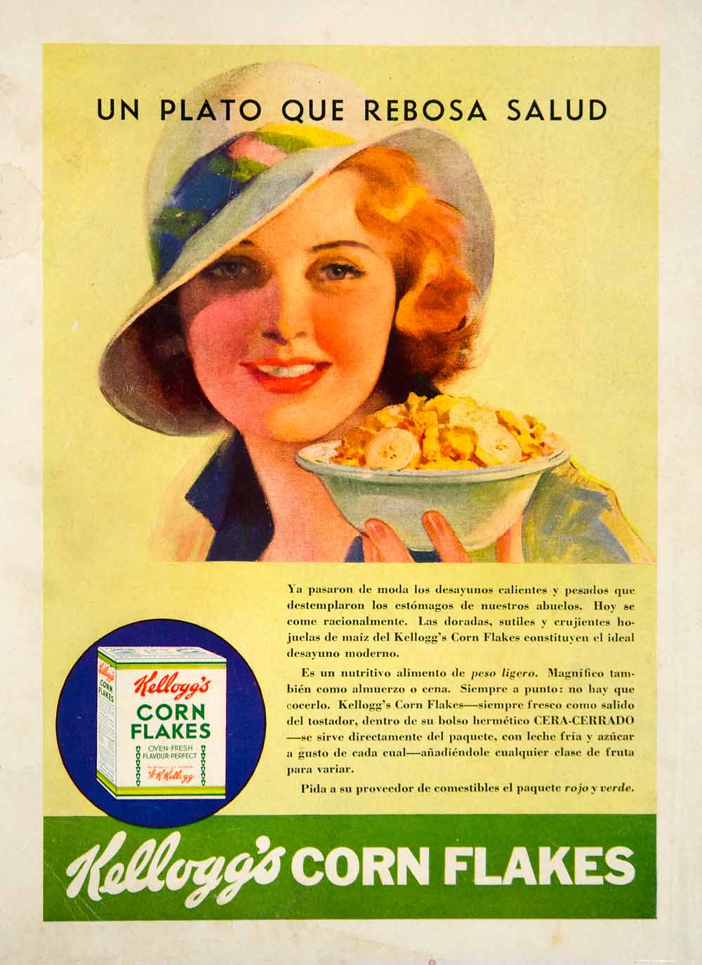 1935 Ad Vintage Kellogg's Corn Flakes Spanish Language Breakfast Cerea ...