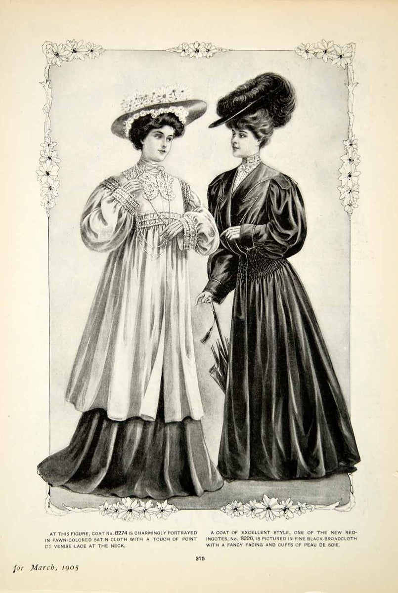 1905 Print Delineator Edwardian Ladies Style Art Fashion Coat Satin YD ...