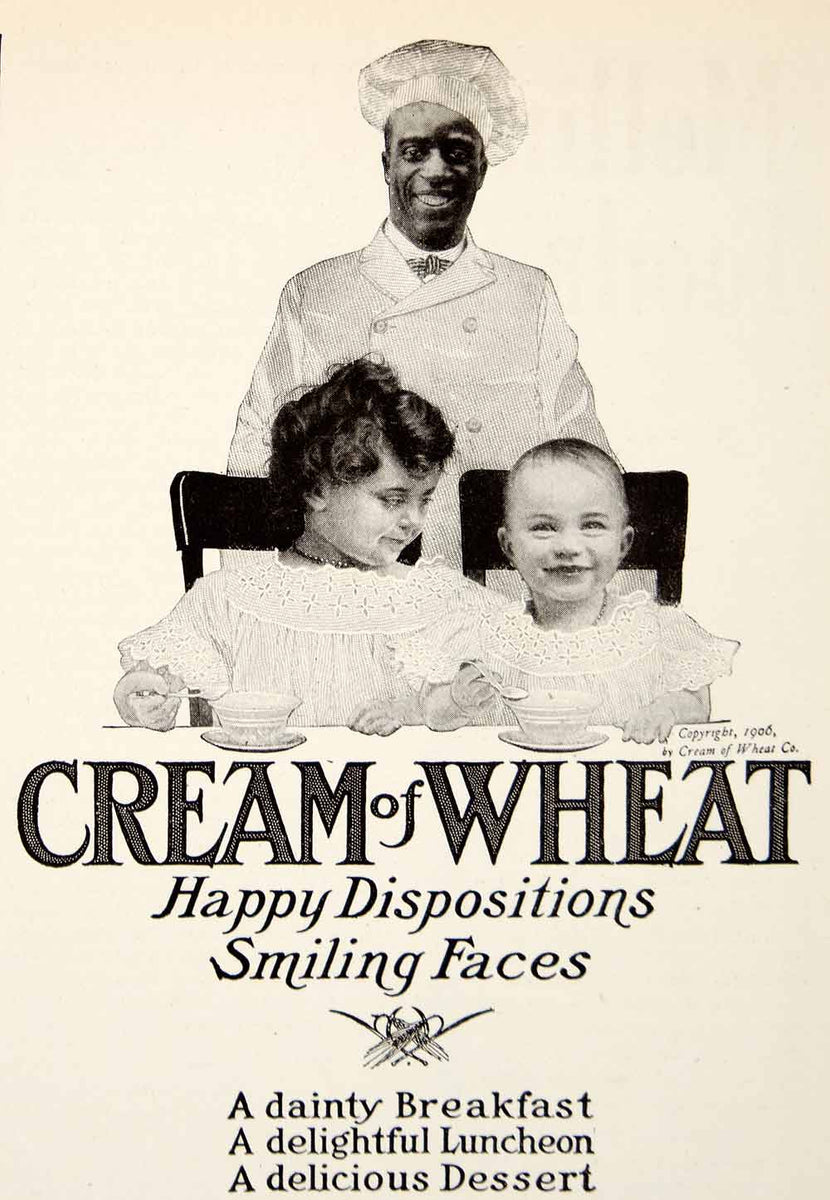 1906 Ad Cream Wheat Breakfast Cereal Chef Rastus Baby Porridge Childre ...