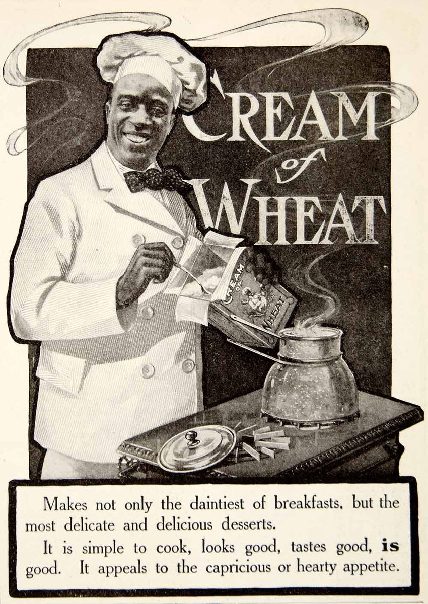 1906 Ad Cream Wheat Breakfast Cereal Chef Rastus Food Grocery Cook Sto ...