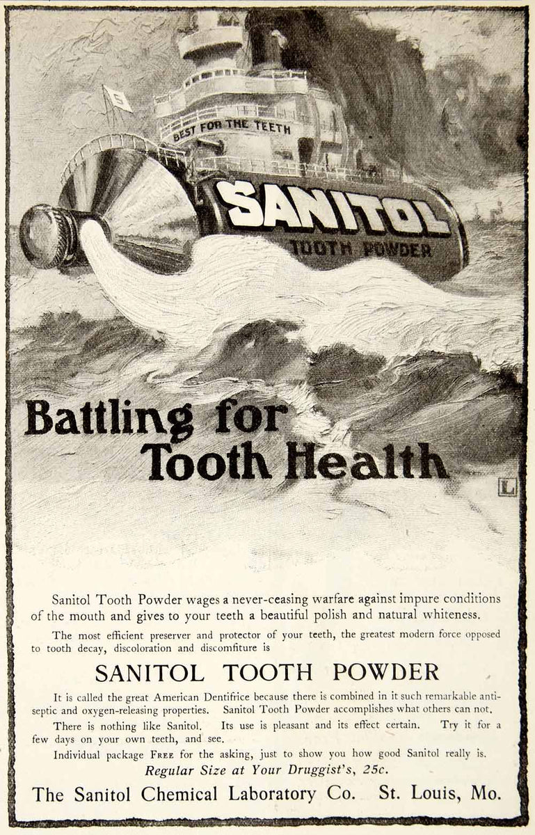 1906 Ad Sanitol Chemical Laboratory St Louis MO Dental Tooth Health Ba ...