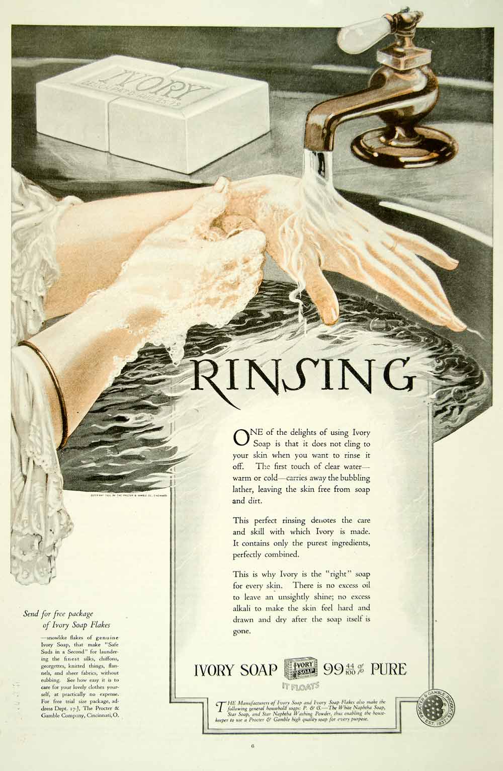 1920 Ad Ivory Soap Hands Washing Rinsing Cleansing Faucet Procter Gamb ...