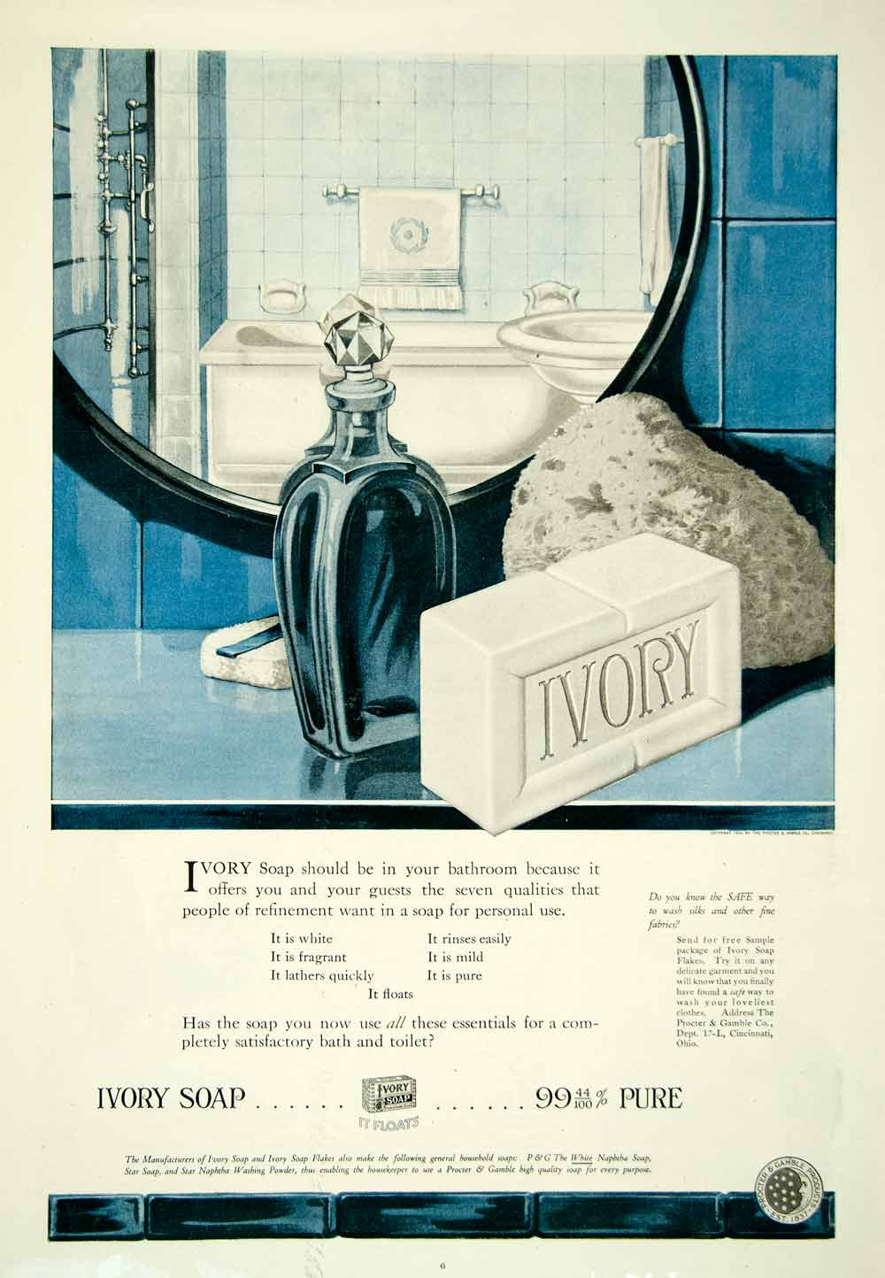 1920 Ad Bathroom Ivory Soap Bar Bathtub Sink Sponge Cleaning Hygiene Y ...