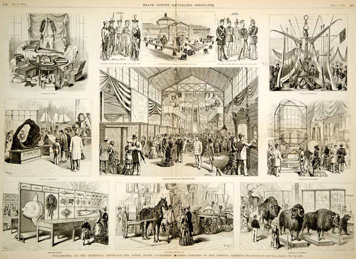 1876 Wood Engraving Centennial Exposition Philadelphia U.S. Exhibit Wo ...