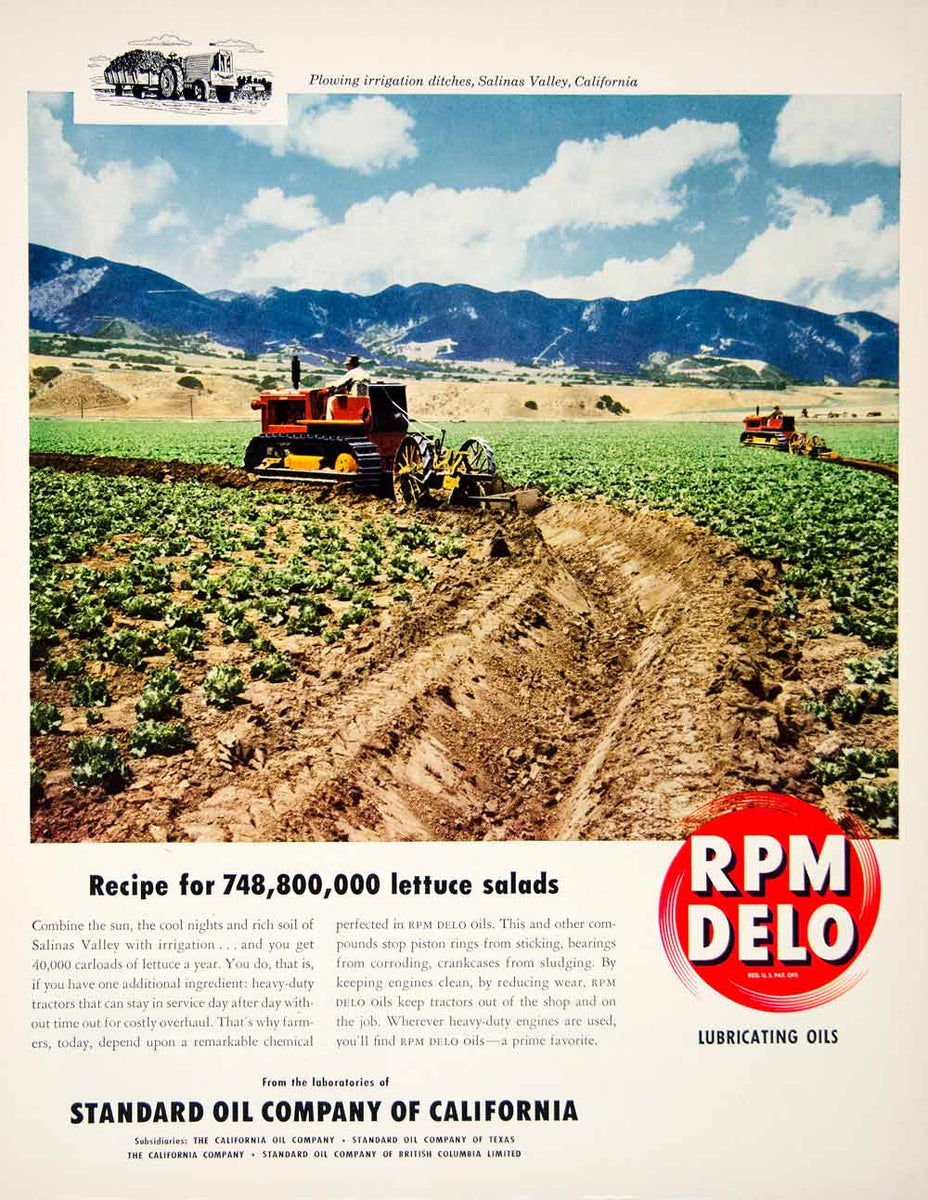 1950 Ad RPM Delo Motor Standard Oil CA Salinas Valley Tractor Lettuce ...